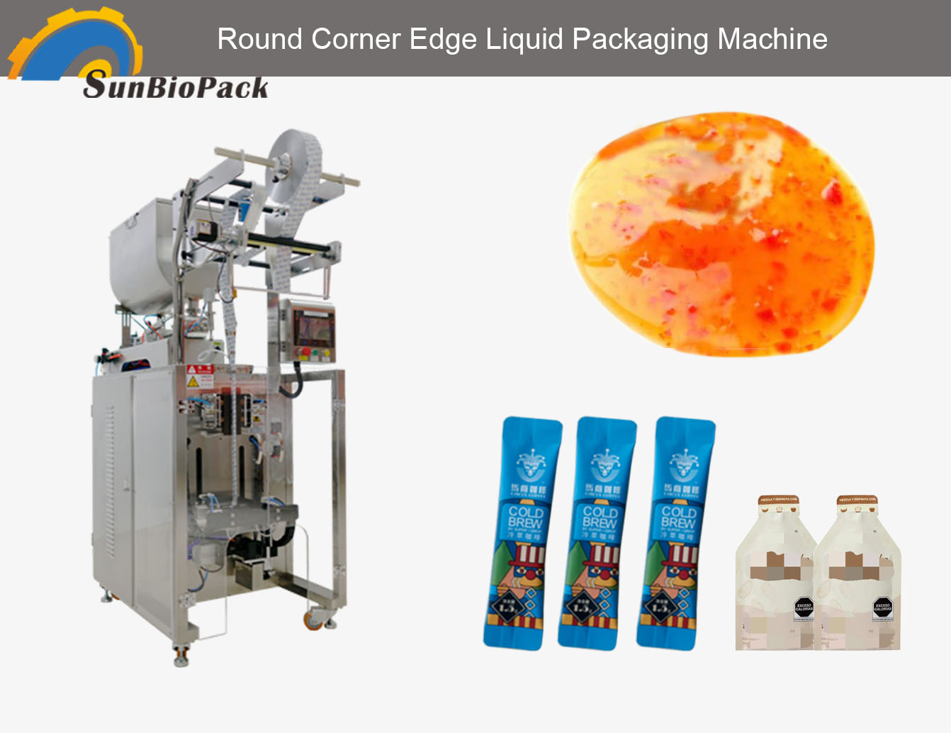 VFFS Round Corner Edge Liquid/Paste Sachet Packaging Machine - SUNBIOPACK